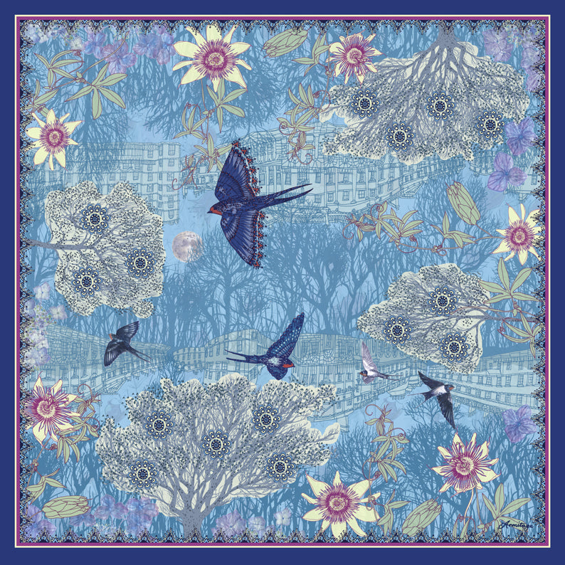 Passion Blue Medium Square Silk Scarf