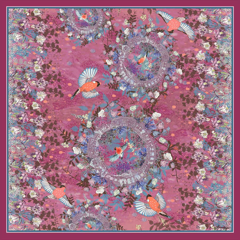 Ruby Glade Medium Square Silk Scarf