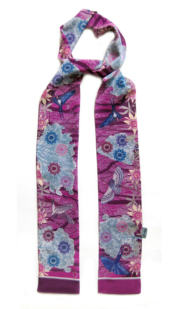 Shadow Berry Skinny Silk Scarf